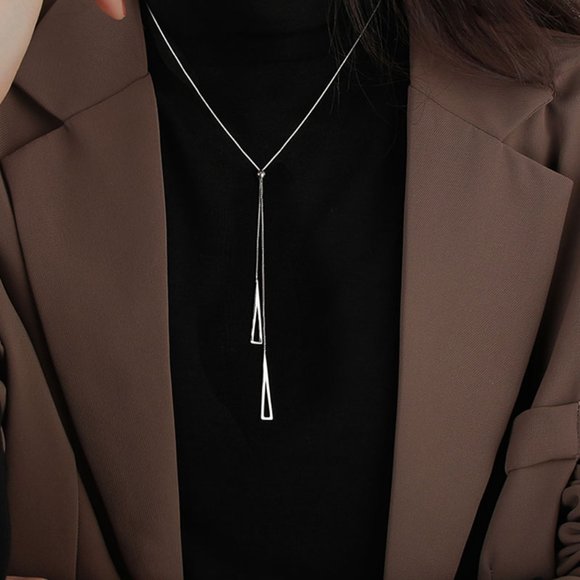 Jewelry | New Silver Simple Hollow Triangle Necklace | Poshmark